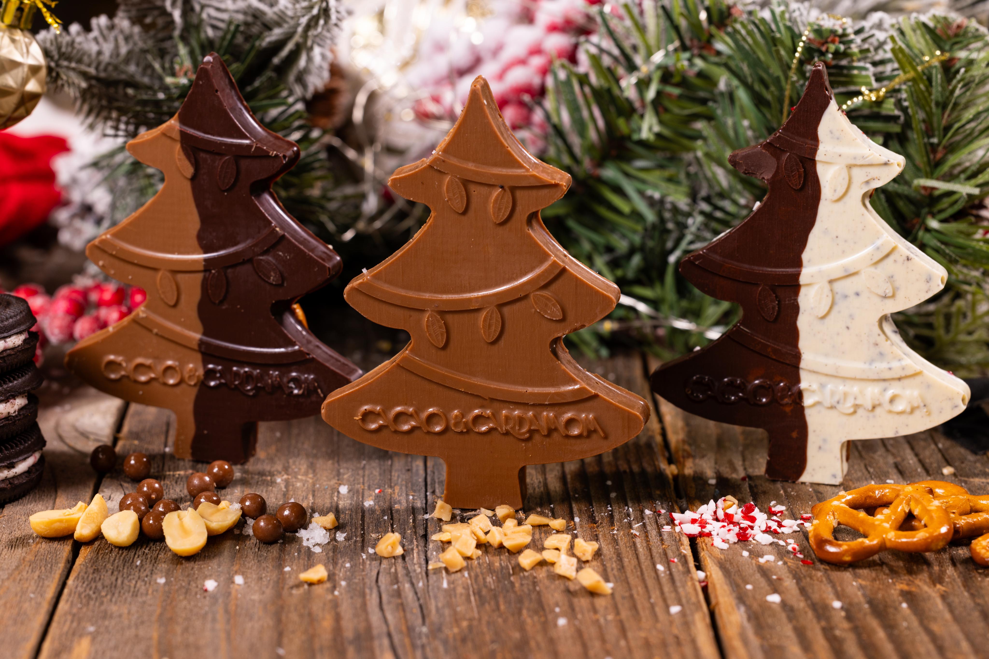 Christmas Tree Chocolate Bar Trio – Holiday Artisan Chocolate Set
